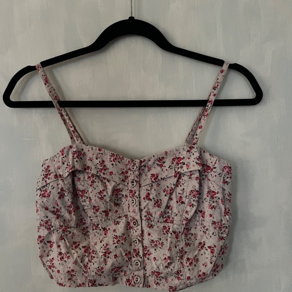 Tops | Floral Bustier Crop Top Spaghetti Strap Camisole Rose Ditsy ...